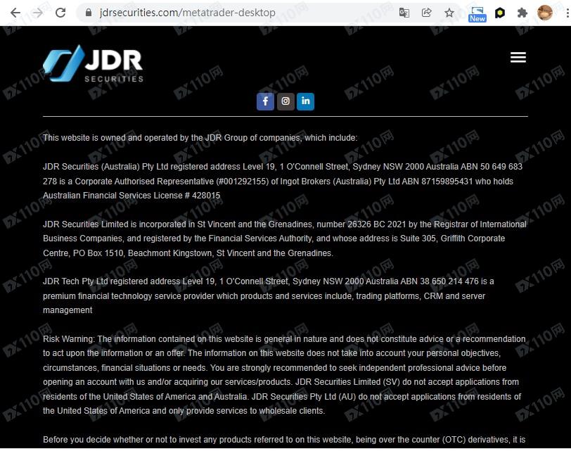 JDR Securities黑平台-FX110网
